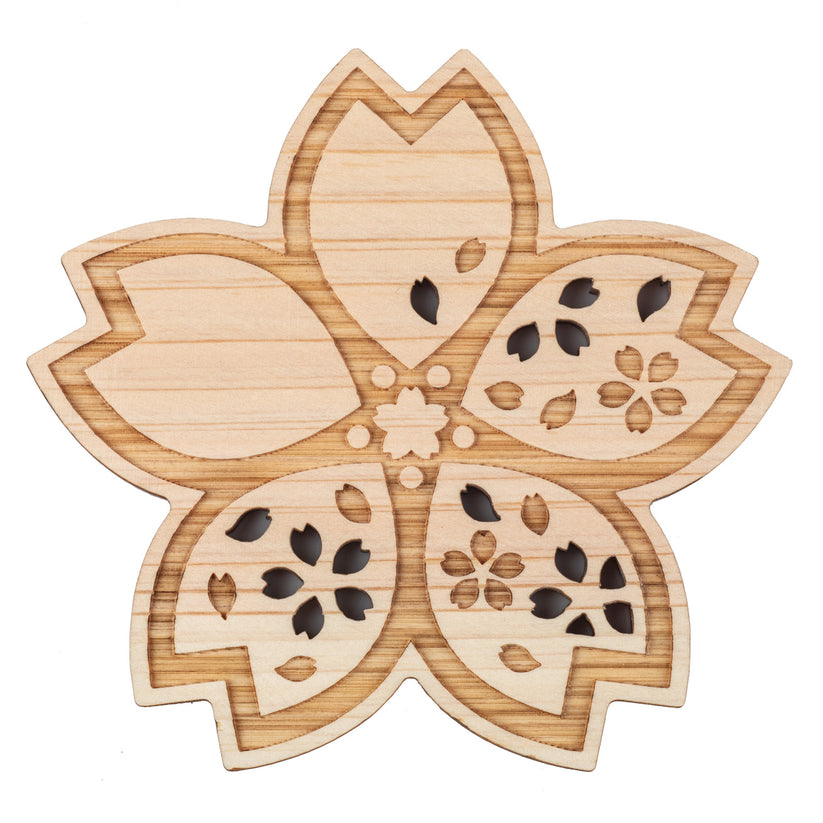 Sakura Natural Wood Coaster – The Japanese Shop