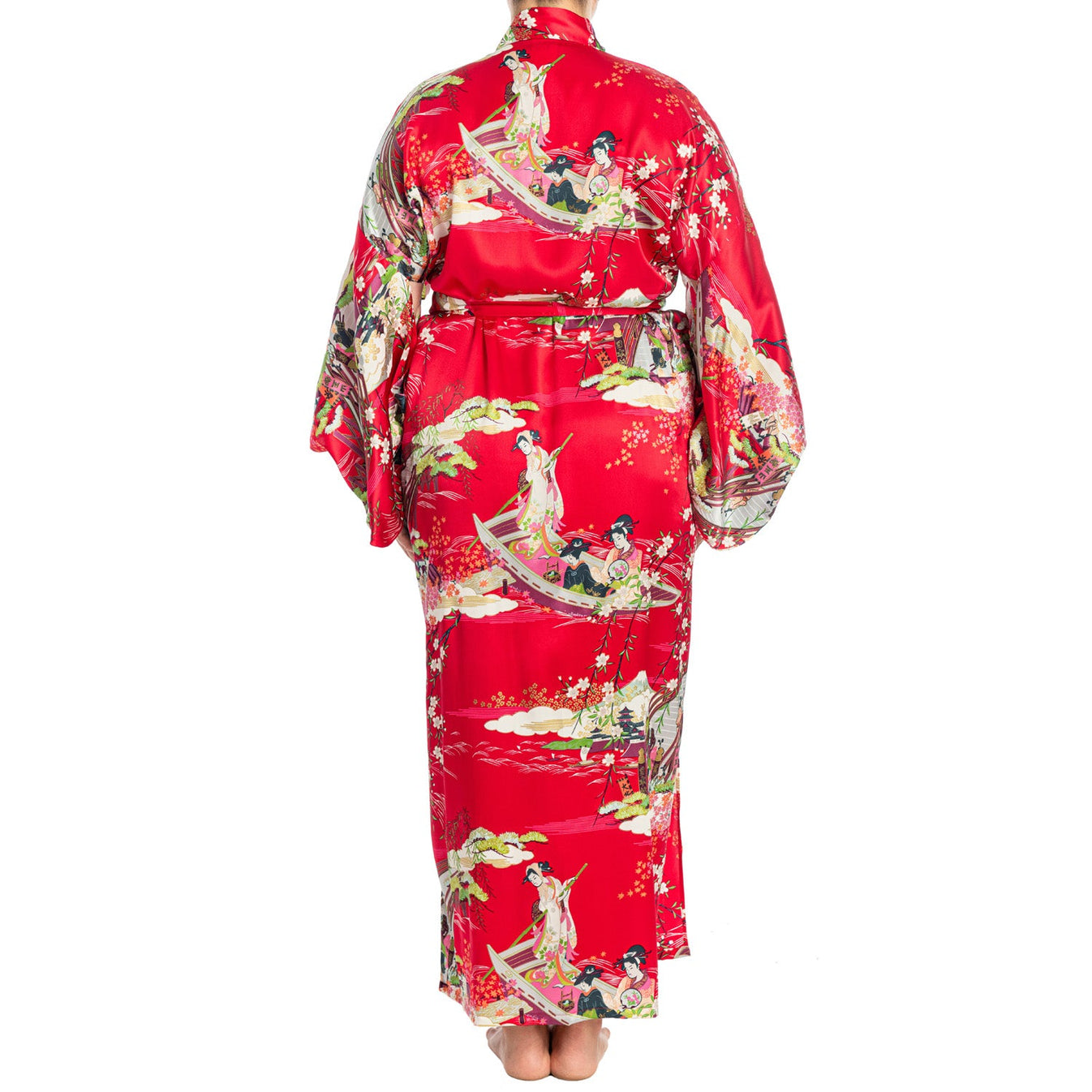 Silk Ukiyoe Long Red Kimono XL – The Japanese Shop