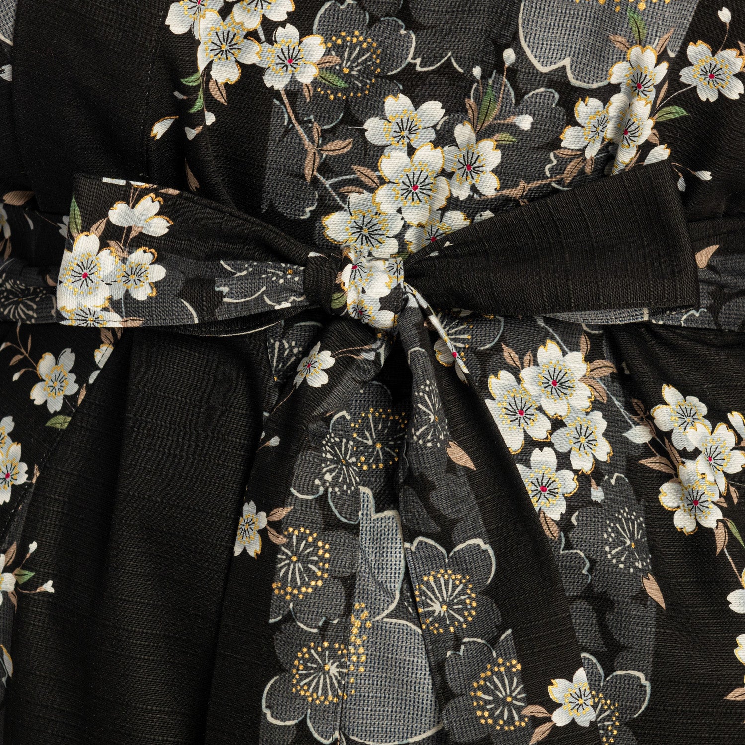 Cherry Blossom Print Long Black Yukata XL | XL Yukata – The Japanese Shop