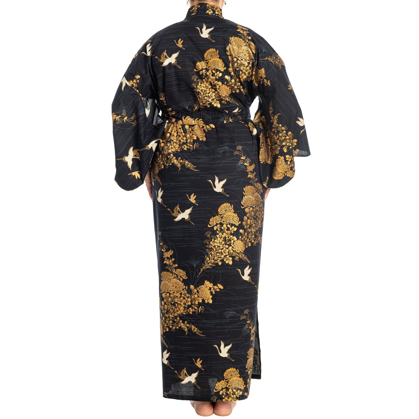 Japanese Kimono Crane Print Long Navy XL – The Japanese Shop