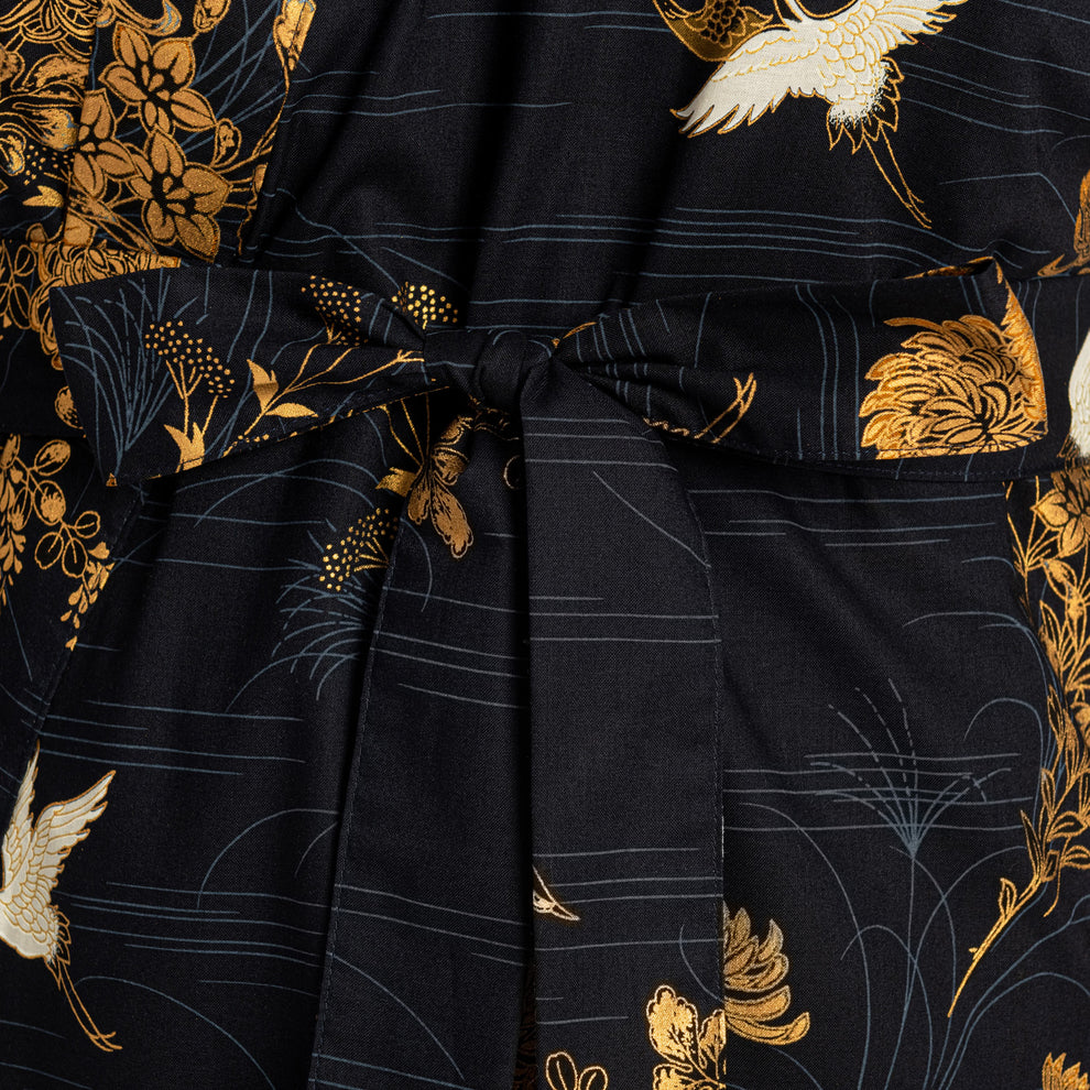 Japanese Kimono Crane Print Long Navy XL – The Japanese Shop