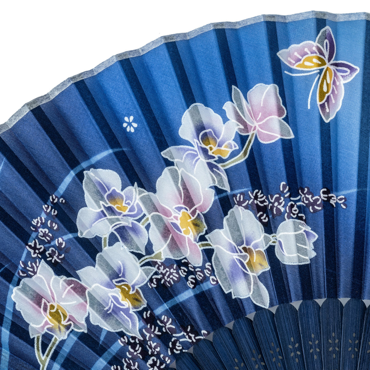 Royal Blue Butterfly and Orchid Japanese Fan | Folding Fans – The ...