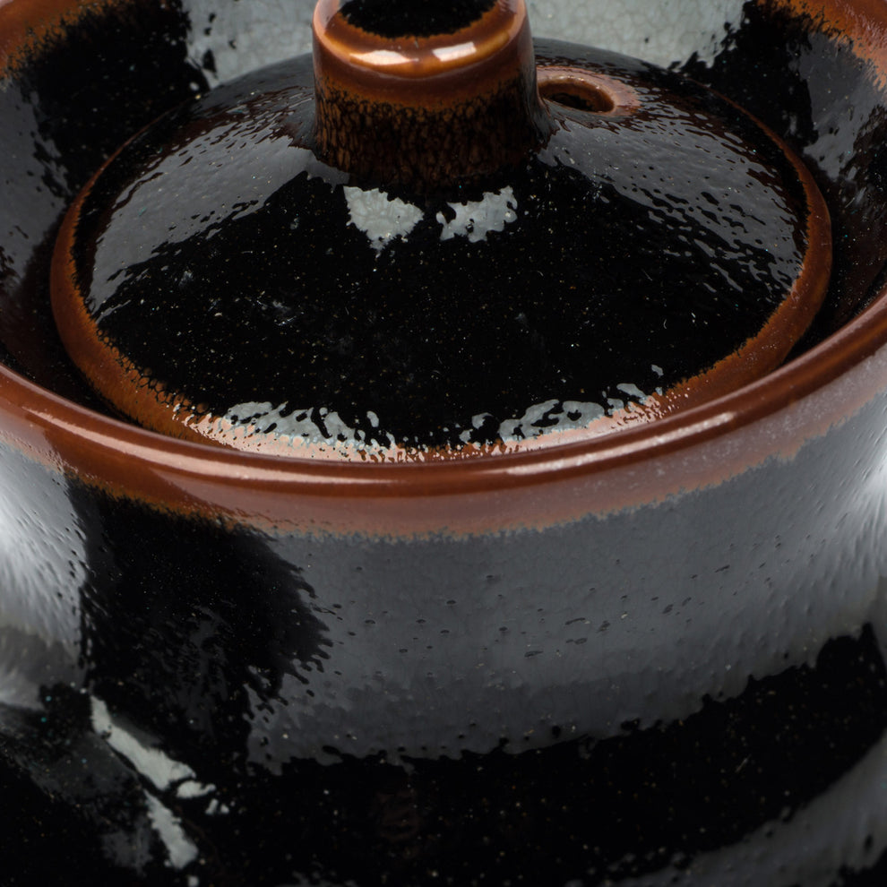 Tenmoku Black Japanese Soy Sauce Pot | Japanese Pots – The Japanese Shop